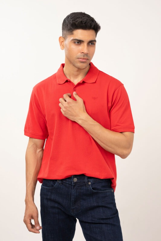 Firebrick Red Polo | Solid - Faridis