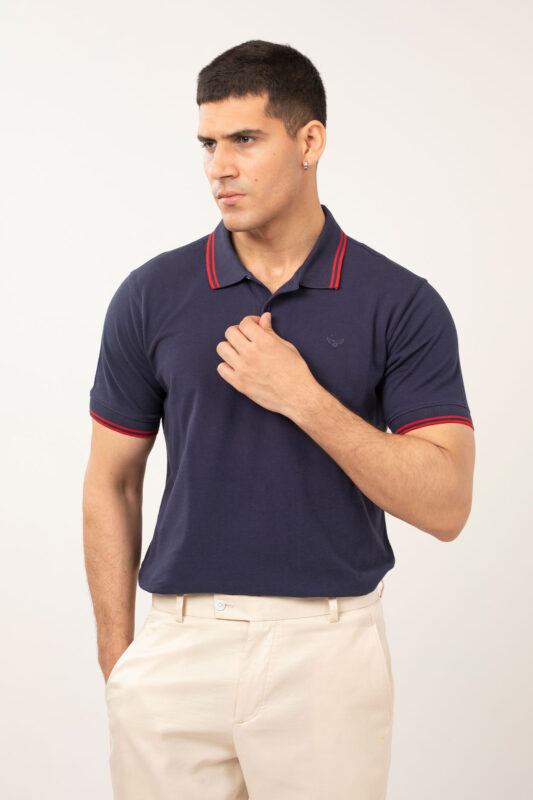 Midnight Blue Polo | Tipping - Faridis